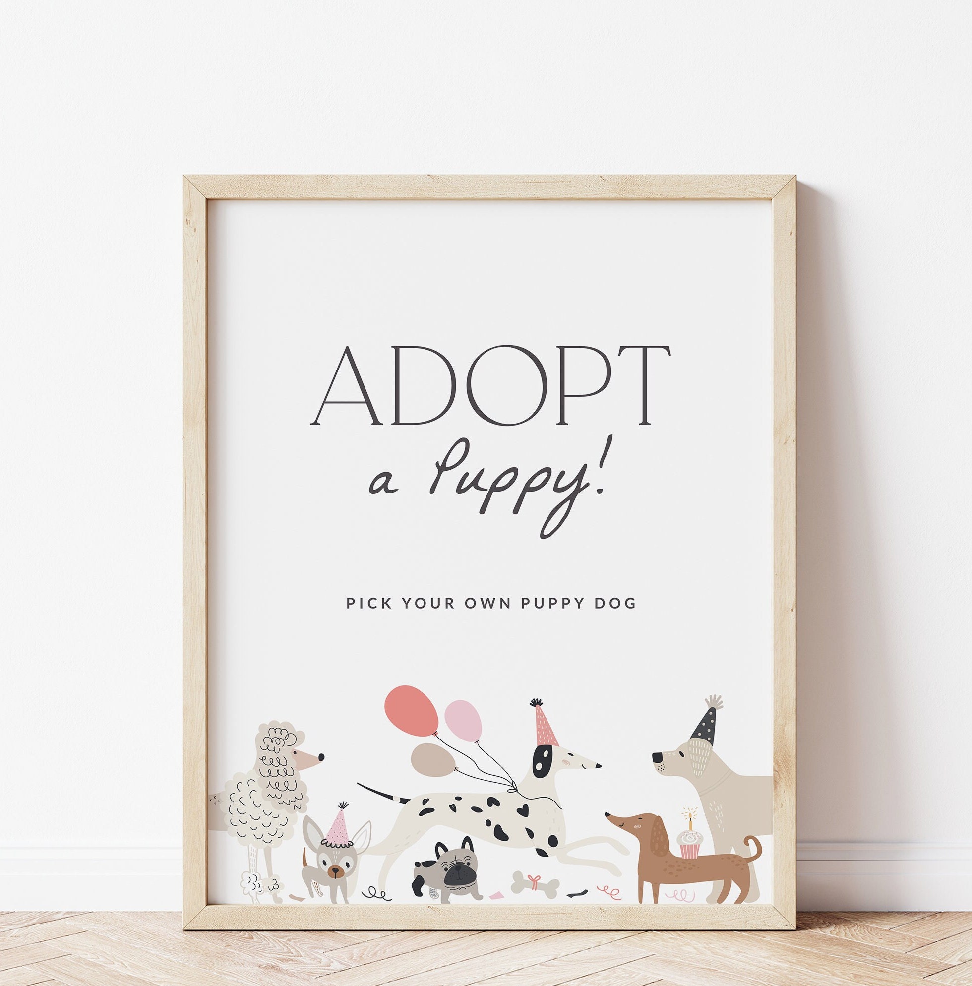 Adopt a Puppy Sign Dog Adoption Sign Puppy Pawty Modern Dog Party ...