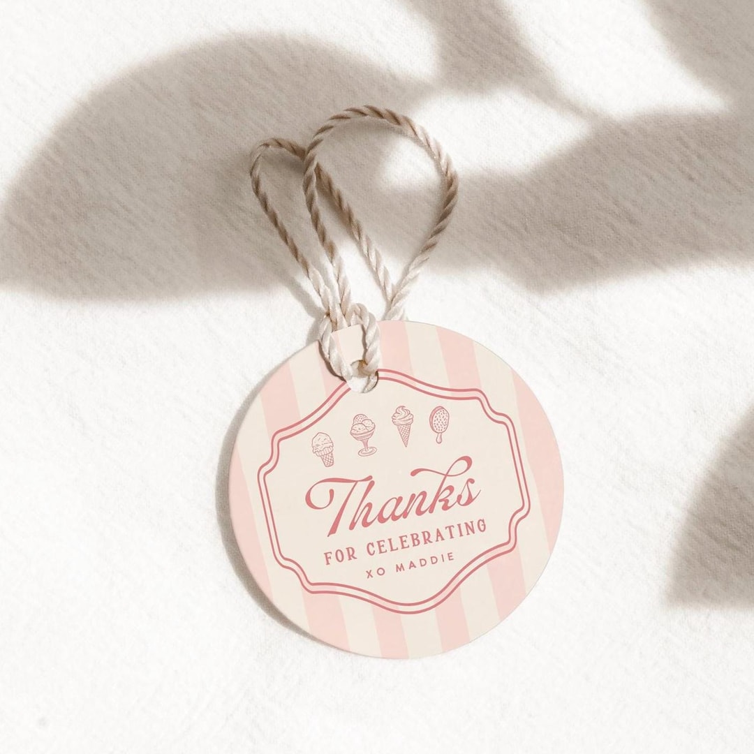 Ice Cream Tag Editable Ice Cream Party Favor Tag Retro Ice Cream Social ...