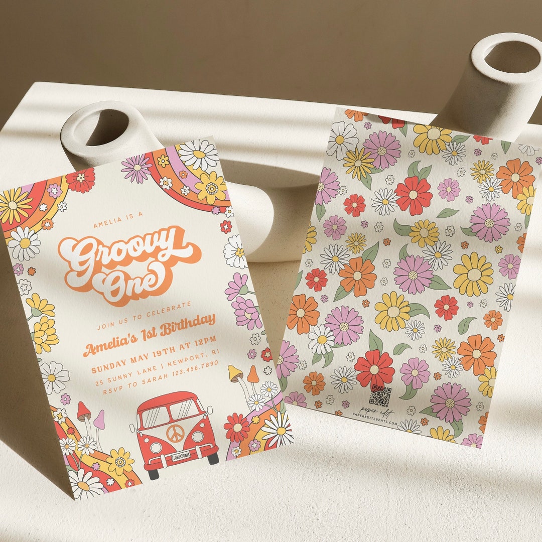 Groovy Birthday Invitation Groovy One Invite One Groovy Girl Retro ...