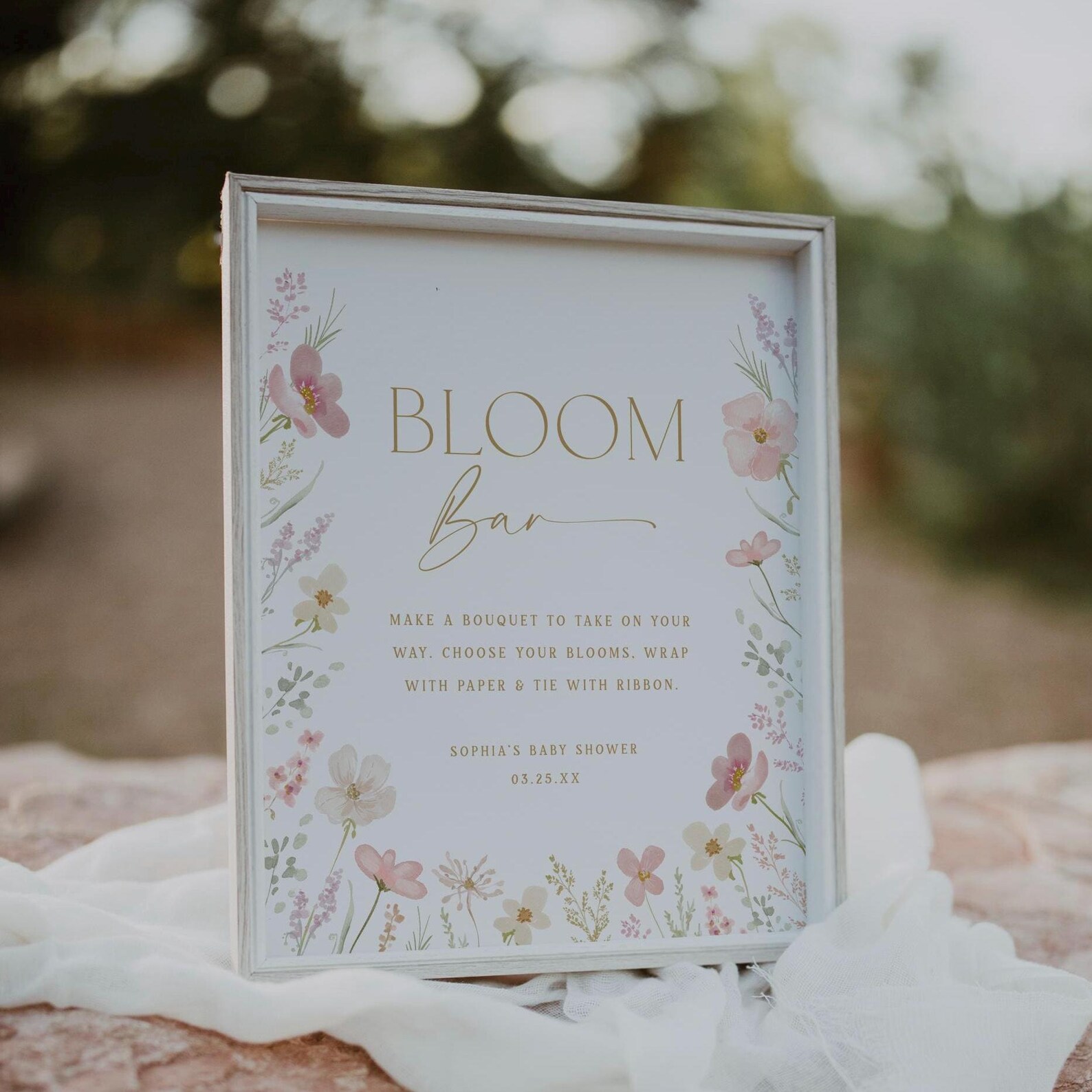 Bloom Bar Sign Editable Flower Sign Custom Table Sign Printable Flower ...