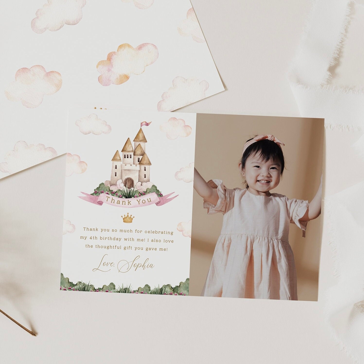 Princess Thank You Card Template Magical Castle Card Fairy Tale ...