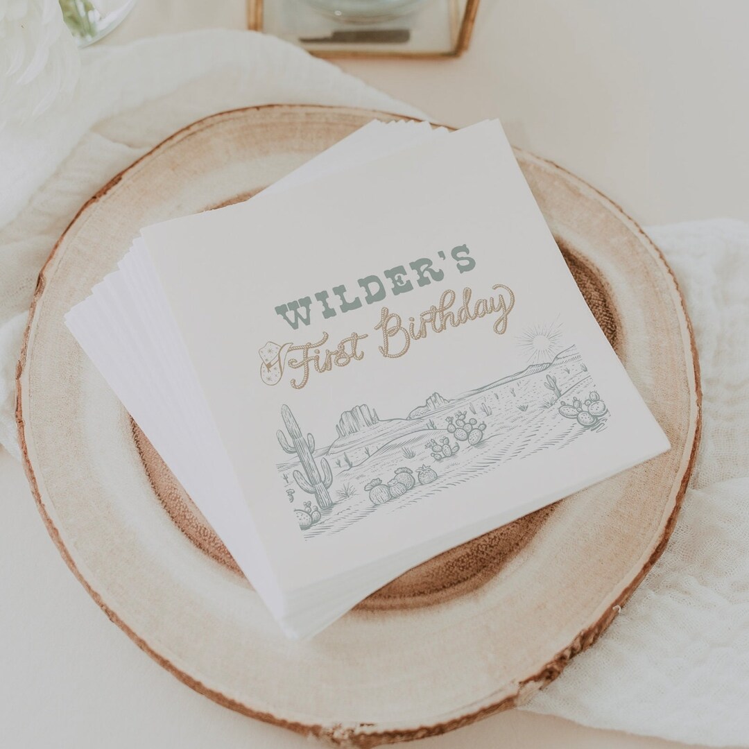 Western Birthday Napkin Template for Zazzle How the West Was One Retro ...