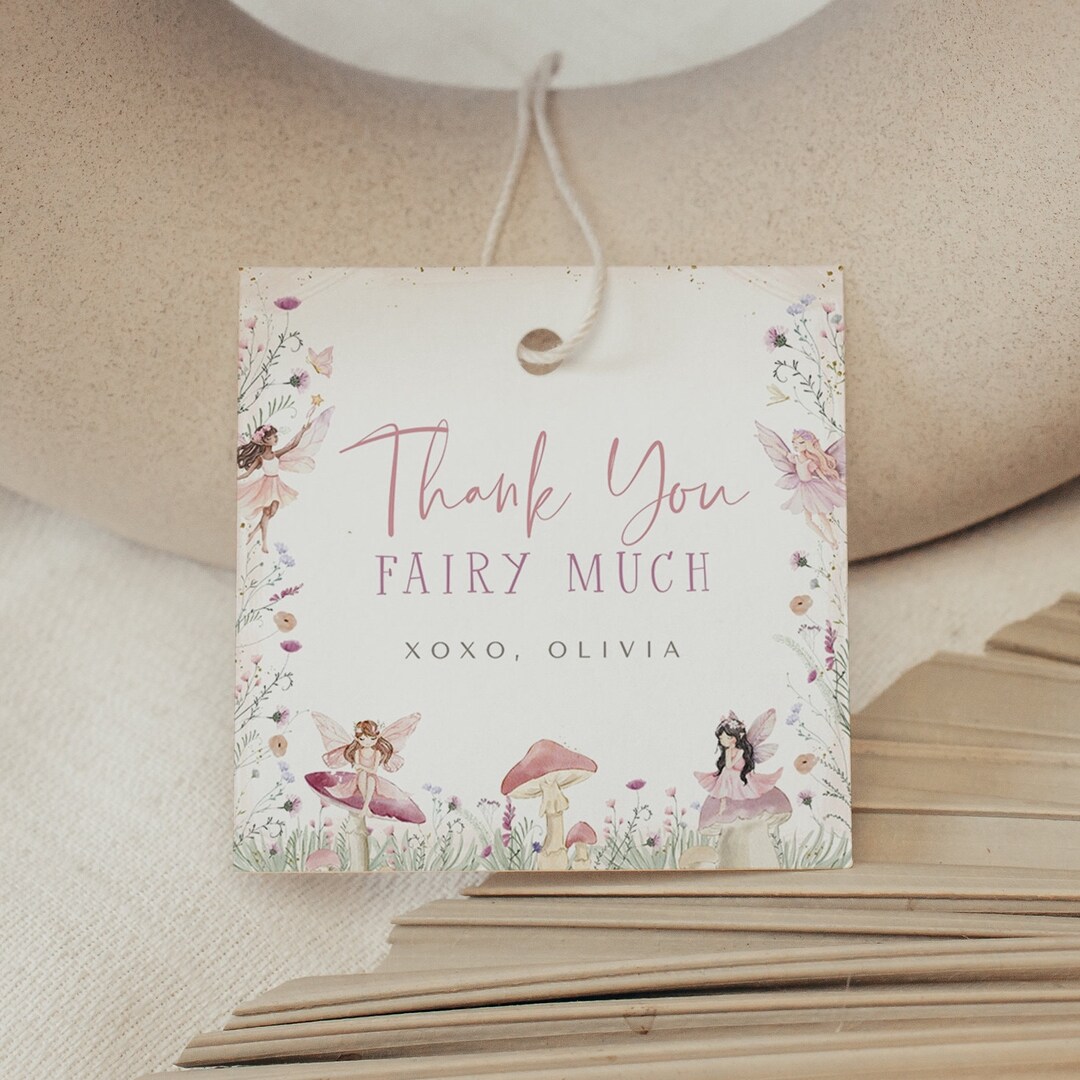 Fairy Tag Template Fairy First Birthday Mushroom Wildflower Garden ...