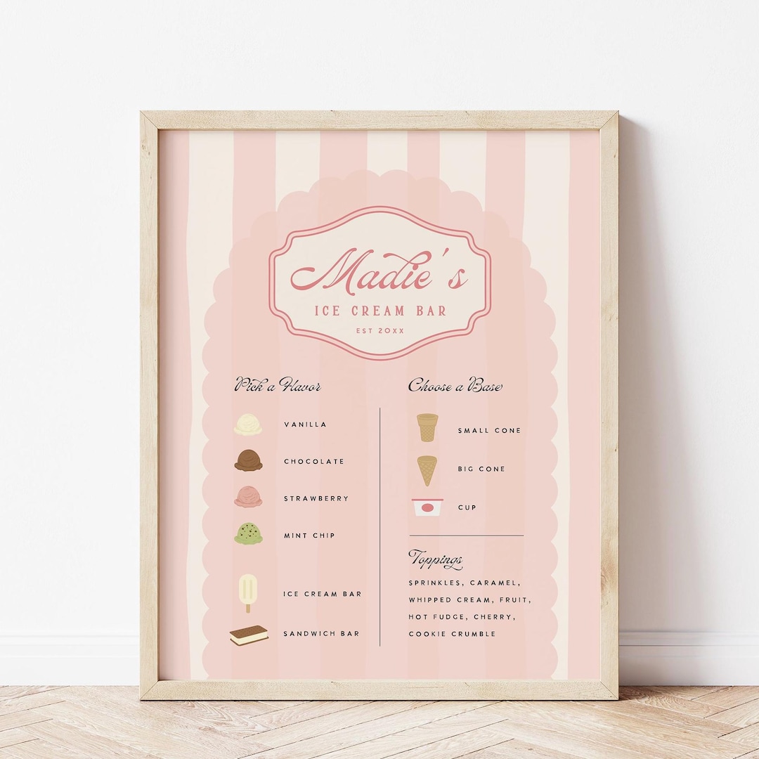 Ice Cream Menu Ice Cream Birthday Party Ice Cream Social Sweet Birthday ...