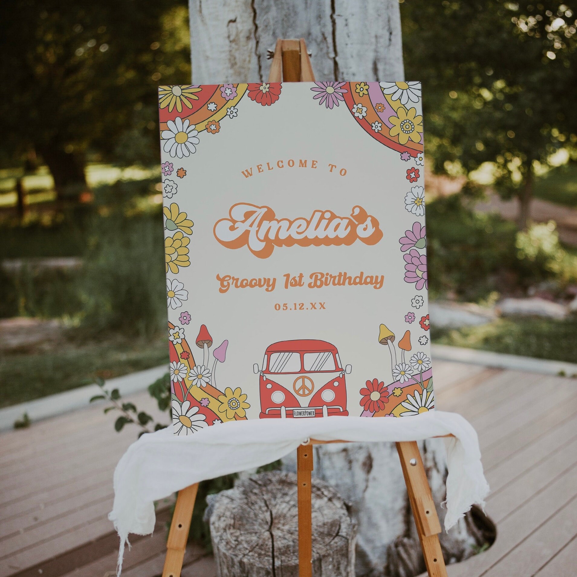 Groovy Welcome Sign One Groovy Babe Sign Retro Two Groovy Welcome Board ...