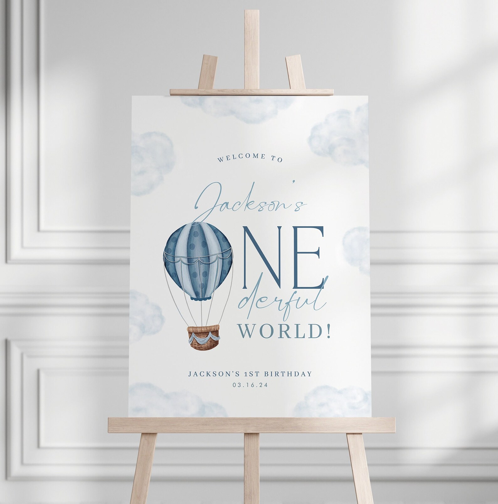 Onederful World Blue Welcome Sign, 1st Birthday Welcome Board, Baby ...