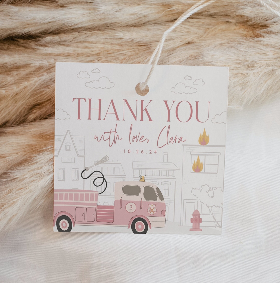 Fire Truck Birthday Favor Tag Fire Engine Birthday Tags Fireman Party ...