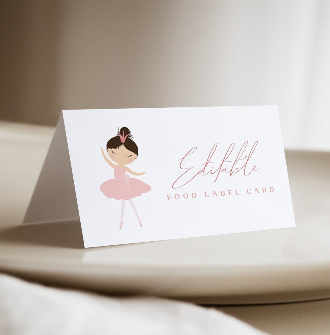 Editable Food Label Tent Card Printable Template, Ballerina Birthday ...