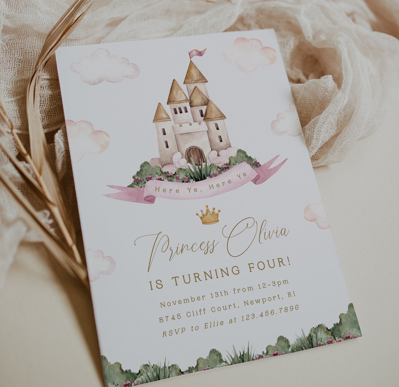 Princess Birthday Invitation Magical Fairy Tale Party Princess Castle ...