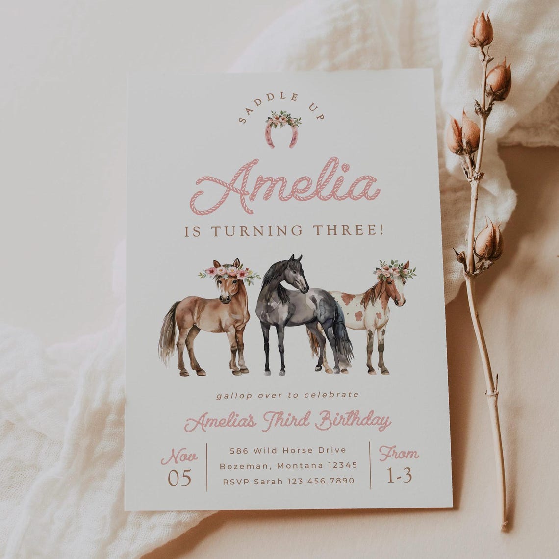 Horse Invitation Pony Birthday Party Invite Western Rodeo Cowgirl ...
