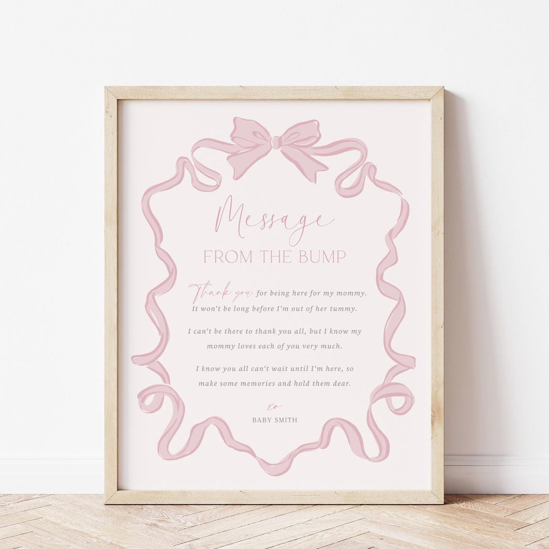 Message From the Bump Sign Bow Baby Shower Sign Template Customizable ...