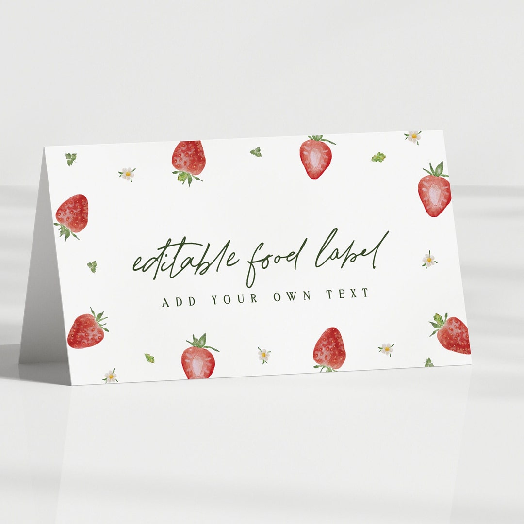 Editable Berry First Birthday Food Labels Berry First Party Food Tent ...