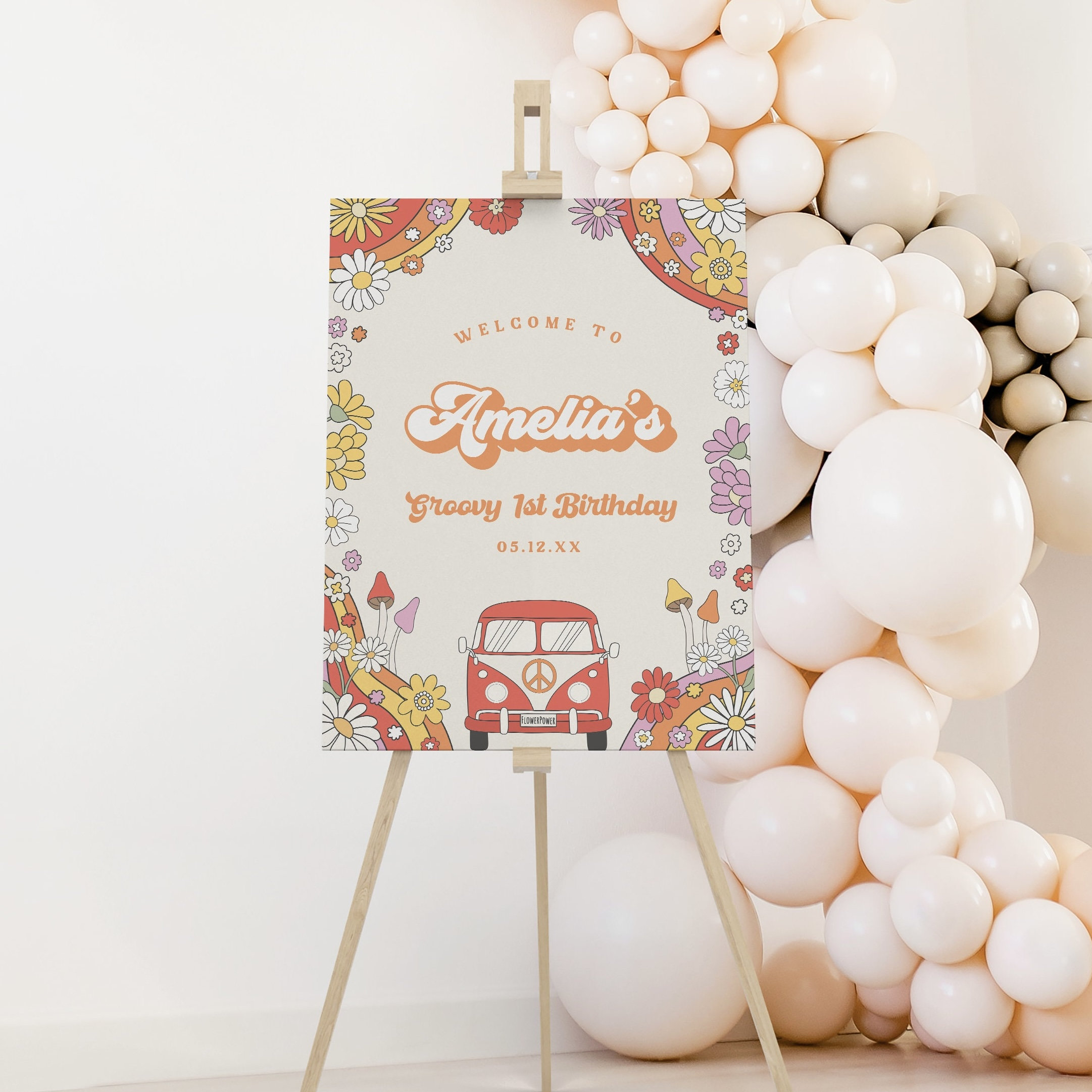 Groovy Welcome Sign One Groovy Babe Sign Retro Two Groovy Welcome Board ...