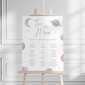 Two the Moon Banner Sign, Space Birthday Sign, Happy Birthday Sign ...
