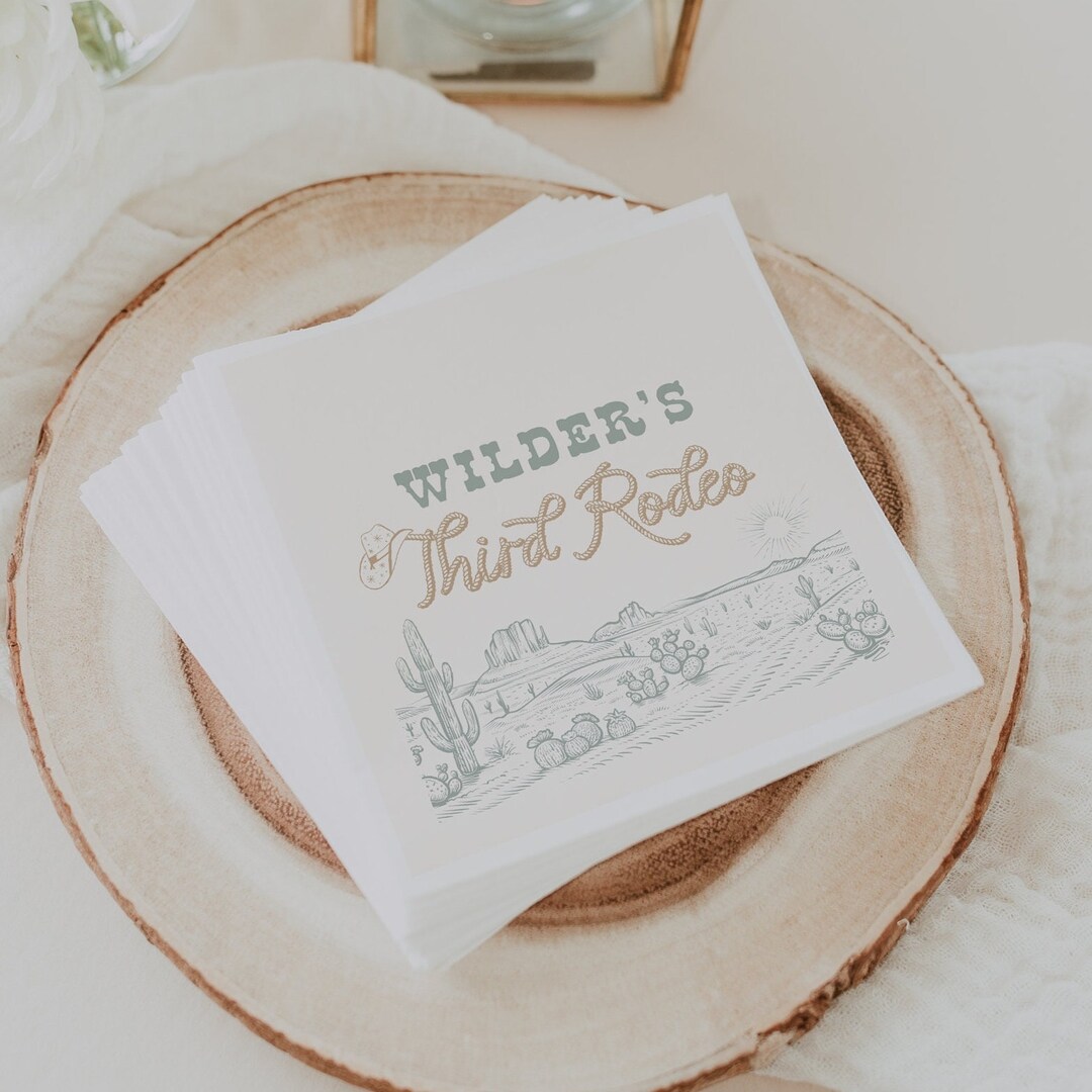 Western Rodeo Napkin Template for Zazzle First Rodeo Retro Western Rope ...