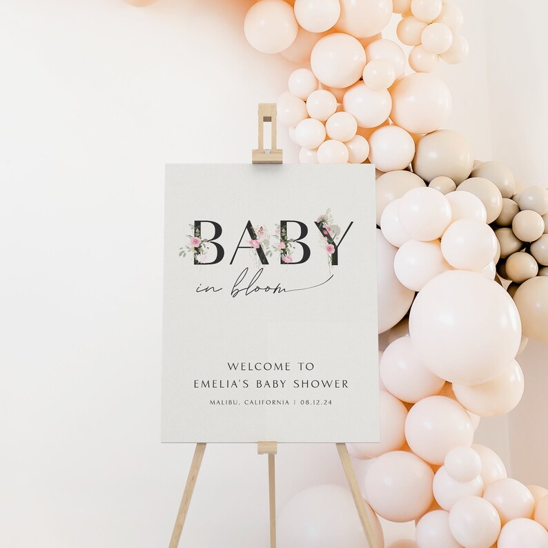 Baby in Bloom Minimalist Welcome Sign Baby Shower Sign in Bloom Welcome ...