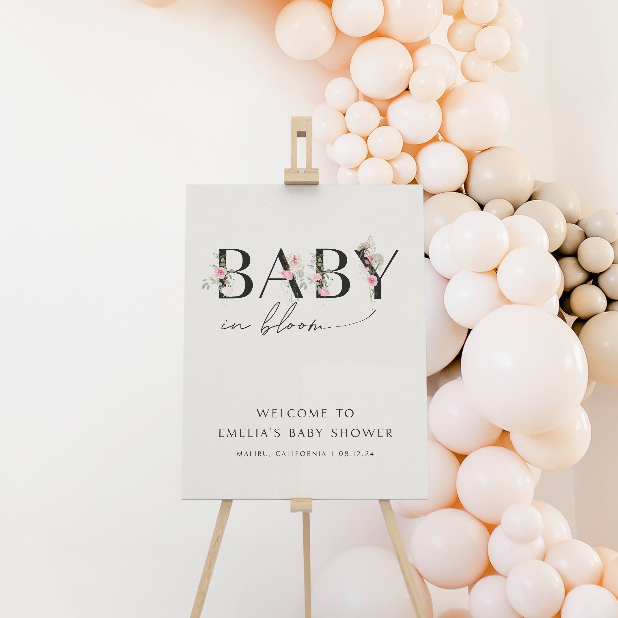 Baby in Bloom Minimalist Welcome Sign Baby Shower Sign in Bloom Welcome ...