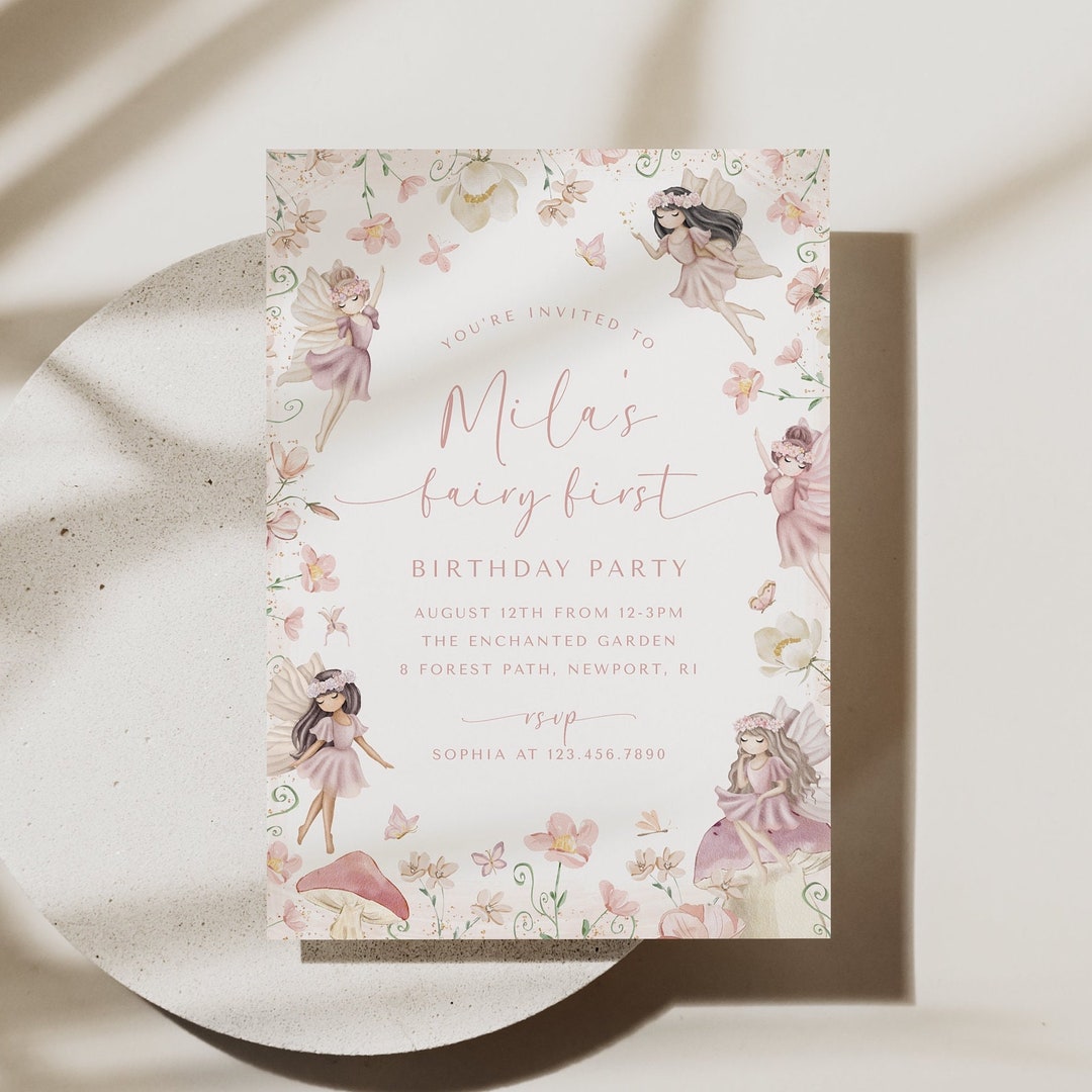 Fairy Birthday Invitation Fairy First Birthday Invitation Fairy ...