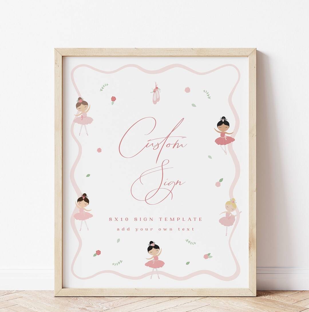Ballerina Custom Sign Ballerina Birthday Party Printable Favor - Etsy