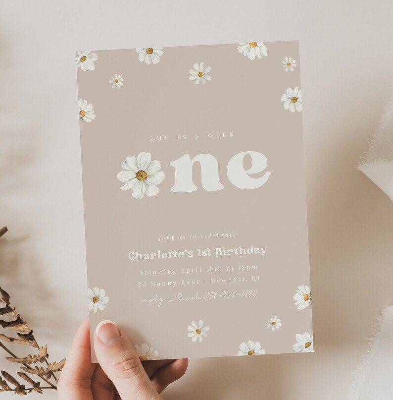 Daisy Birthday Invitation Wild One Flower Invite First - Etsy