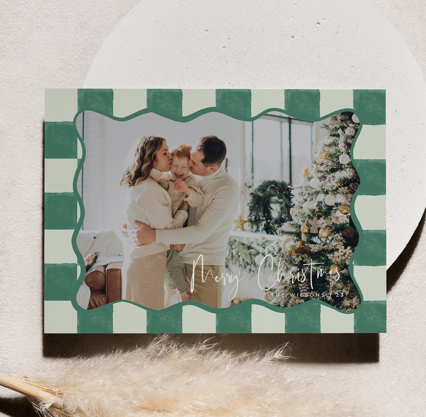 Christmas Photo Card, Picture Holiday Card Printable, Checker Holiday ...