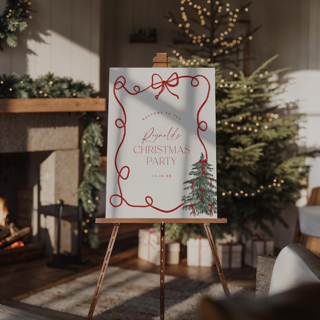 Christmas Party Welcome Sign Whimsical Holiday Sign Board Friendsmas ...