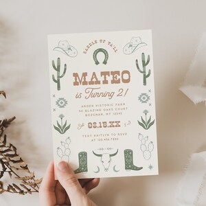 Wild West Invitation Cowboy Birthday Invite 1st Rodeo Retro Western ...