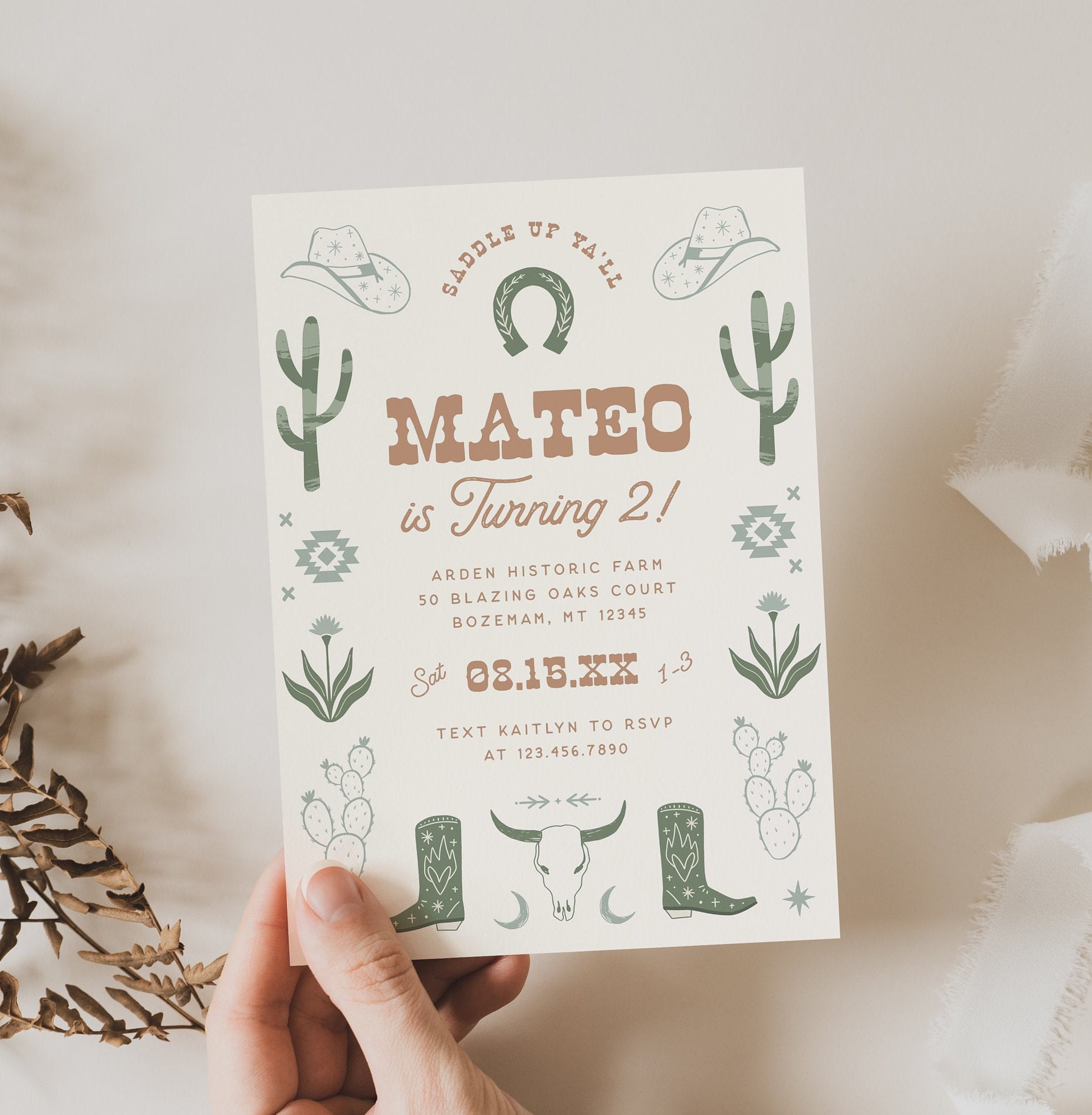 Wild West Invitation Cowboy Birthday Invite 1st Rodeo Retro Western ...