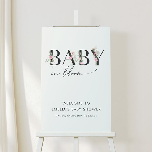 Baby in Bloom Minimalist Welcome Sign - Etsy