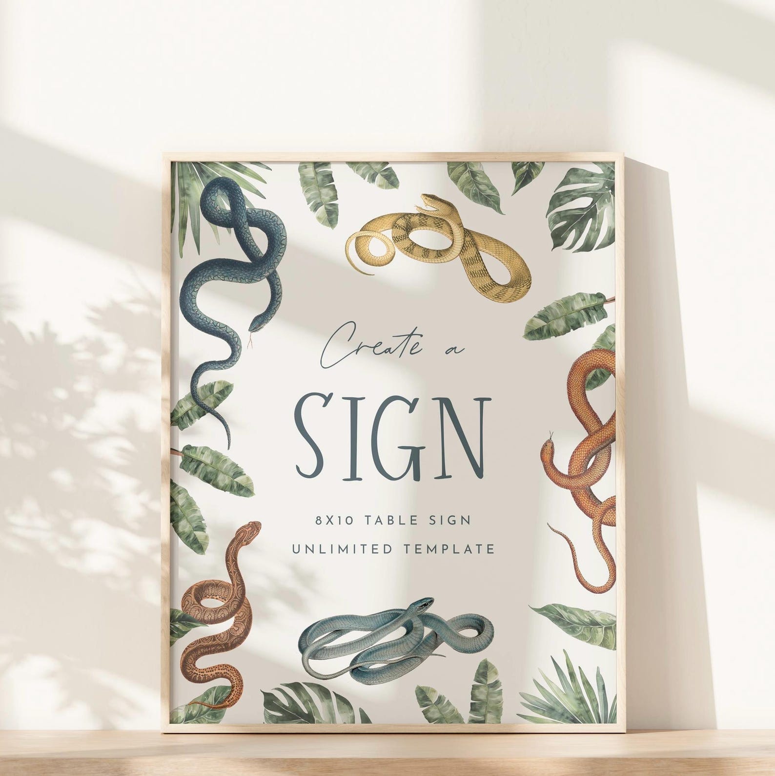 Snake Gable Box Label Printable Reptile Party Favor Tag Modern Snake ...
