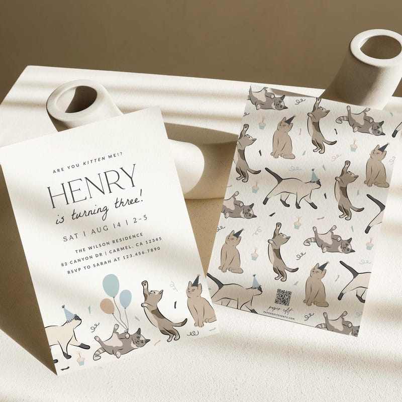 Cat Invitation - Etsy