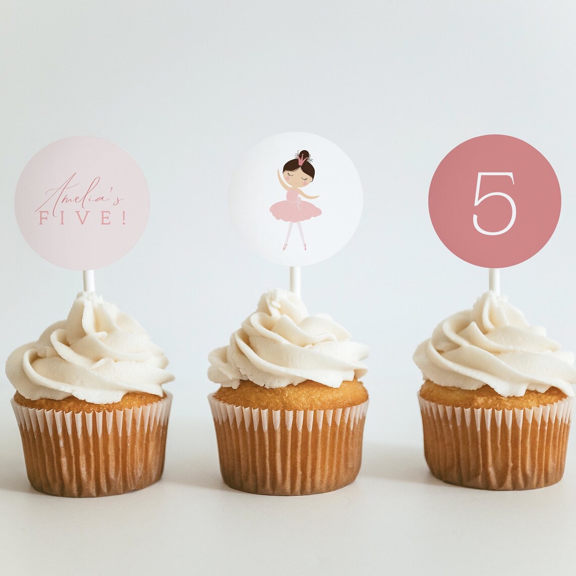 Ballerina Birthday Cupcake Toppers, Editable Cupcake Toppers, DIY Party ...