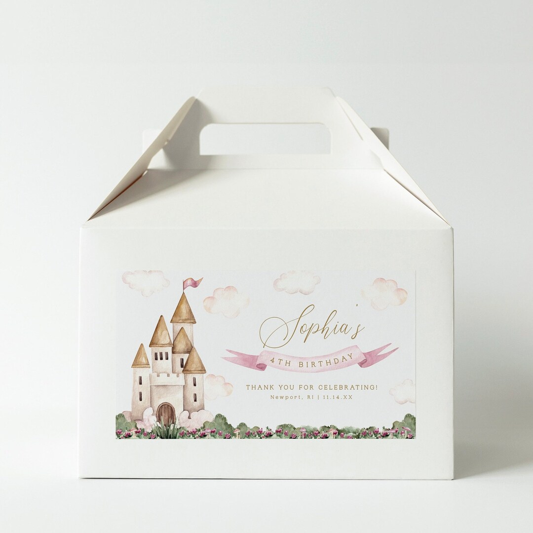 Princess Gable Box Label Template Magical Fairy Tale Party Magic Castle ...