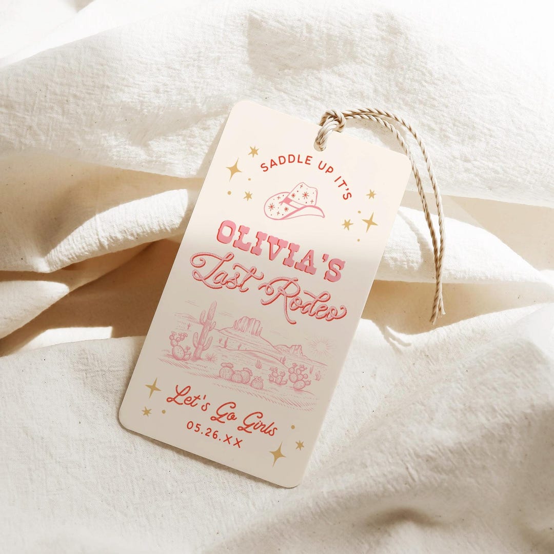 Last Rodeo Tag Template Retro Western Bachelorette Party Label Cowgirl ...