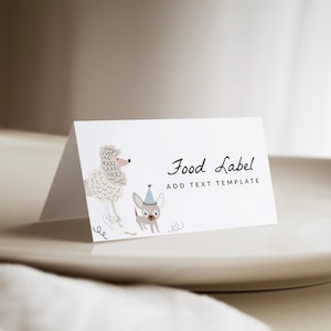 Dog Food Label Template Puppy Party Food Tent Cards Modern Dog Place ...