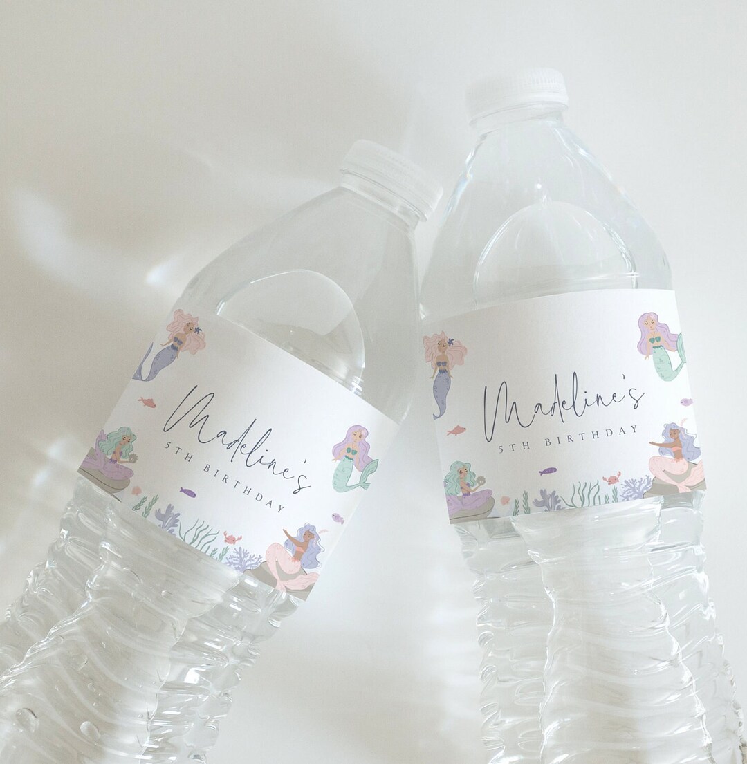 Mermaid Water Bottle Label Template Mermaid Under the Sea Party ...