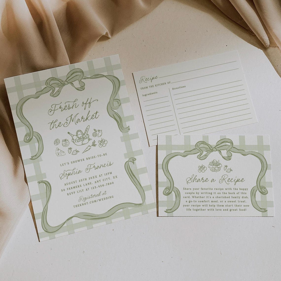 Fresh off the Market Invitation Recipe Card Insert Farmers Market ...