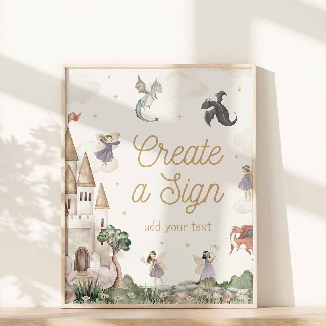 Fairies and Dragons Custom Sign Fairy Birthday Dragon Fairy Tale Party ...