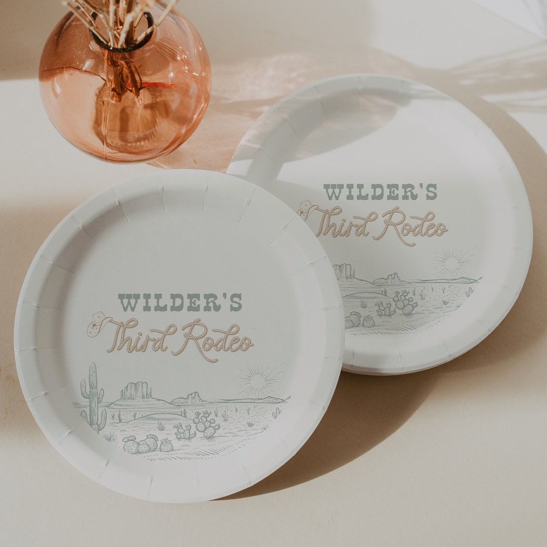 Western Rodeo Paper Plate Template for Zazzle First Rodeo Retro Western ...