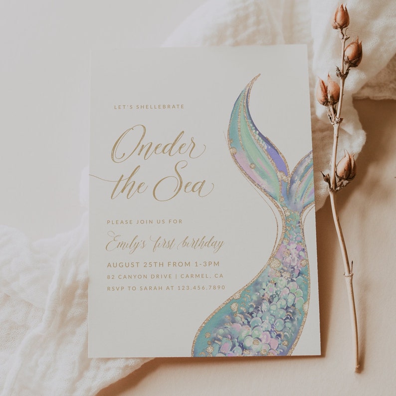 Mermaid Birthday Invitation Under the Sea Invite Mermaid Tail ...