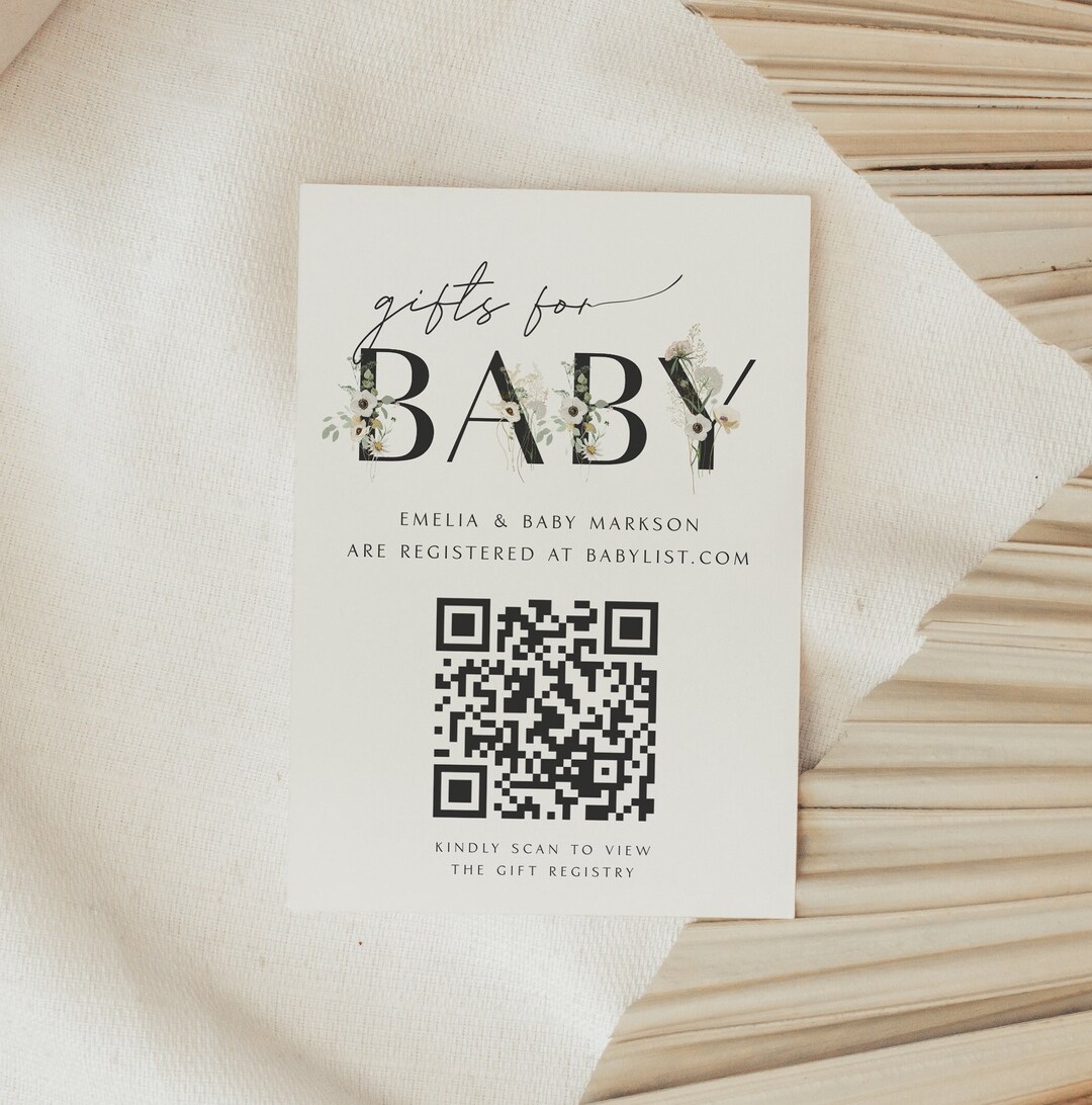 Baby Shower Registry Card QR Code Template Gifts For Baby Card Baby Baby Shower Registry Card QR Code Template Gifts For Baby Card Baby