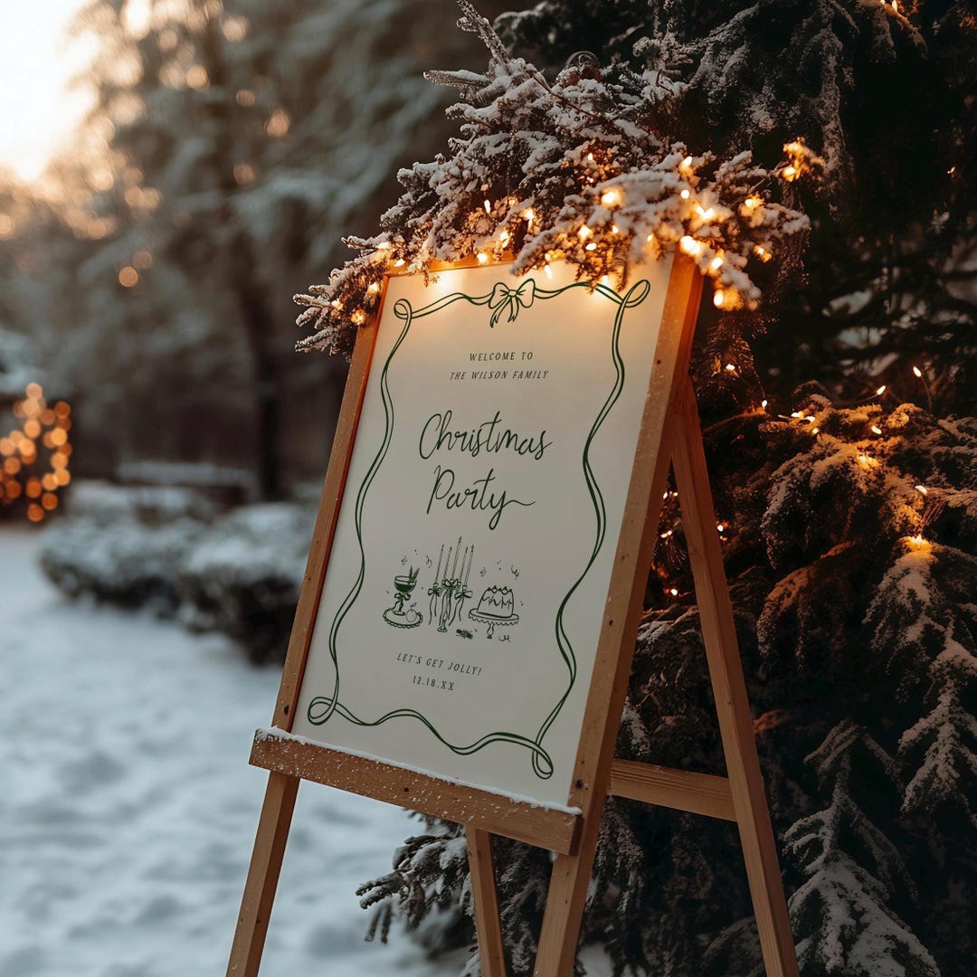 Holiday Party Welcome Sign Whimsical Christmas Sign Board Friendsmas ...