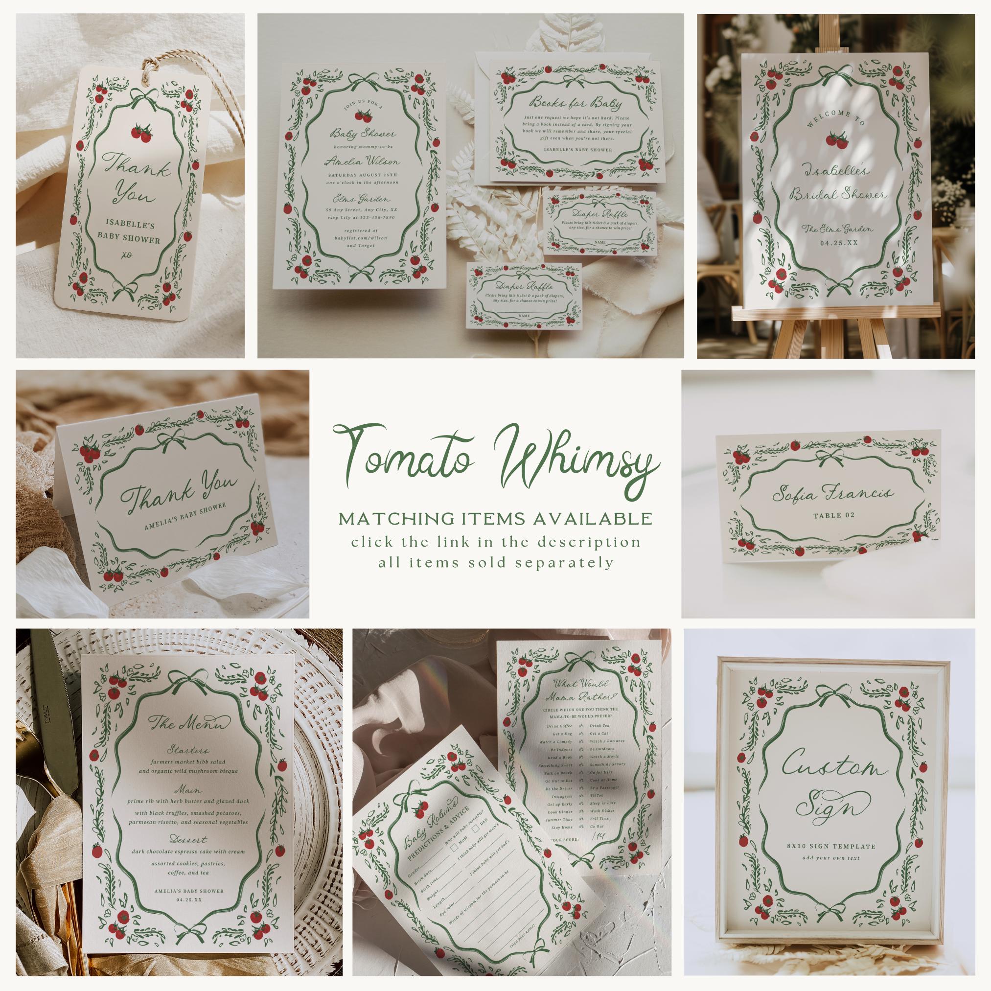 Tomato Baby Shower Games Template Italian Game Cards Download Hand ...