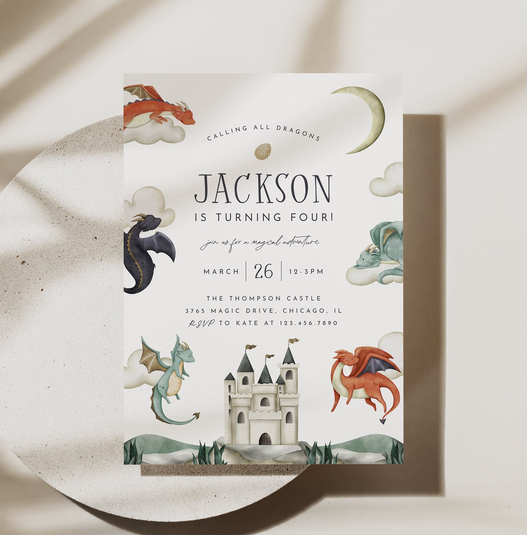 Dragon Birthday Party Editable Bottle Label Template Flying Dragons ...