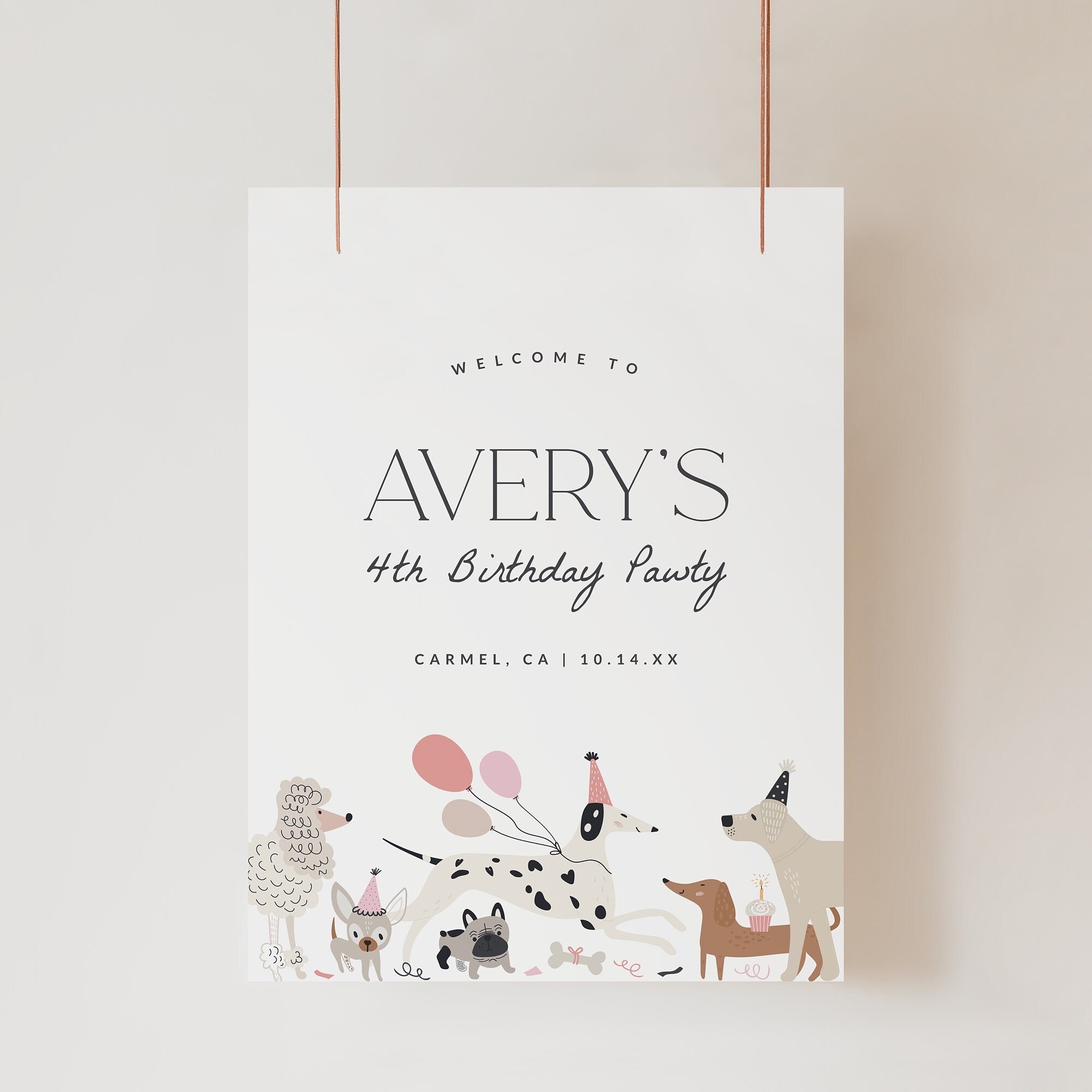 Dog Birthday Welcome Sign Puppy Party Sign Modern Dog Party Dog Pawty ...