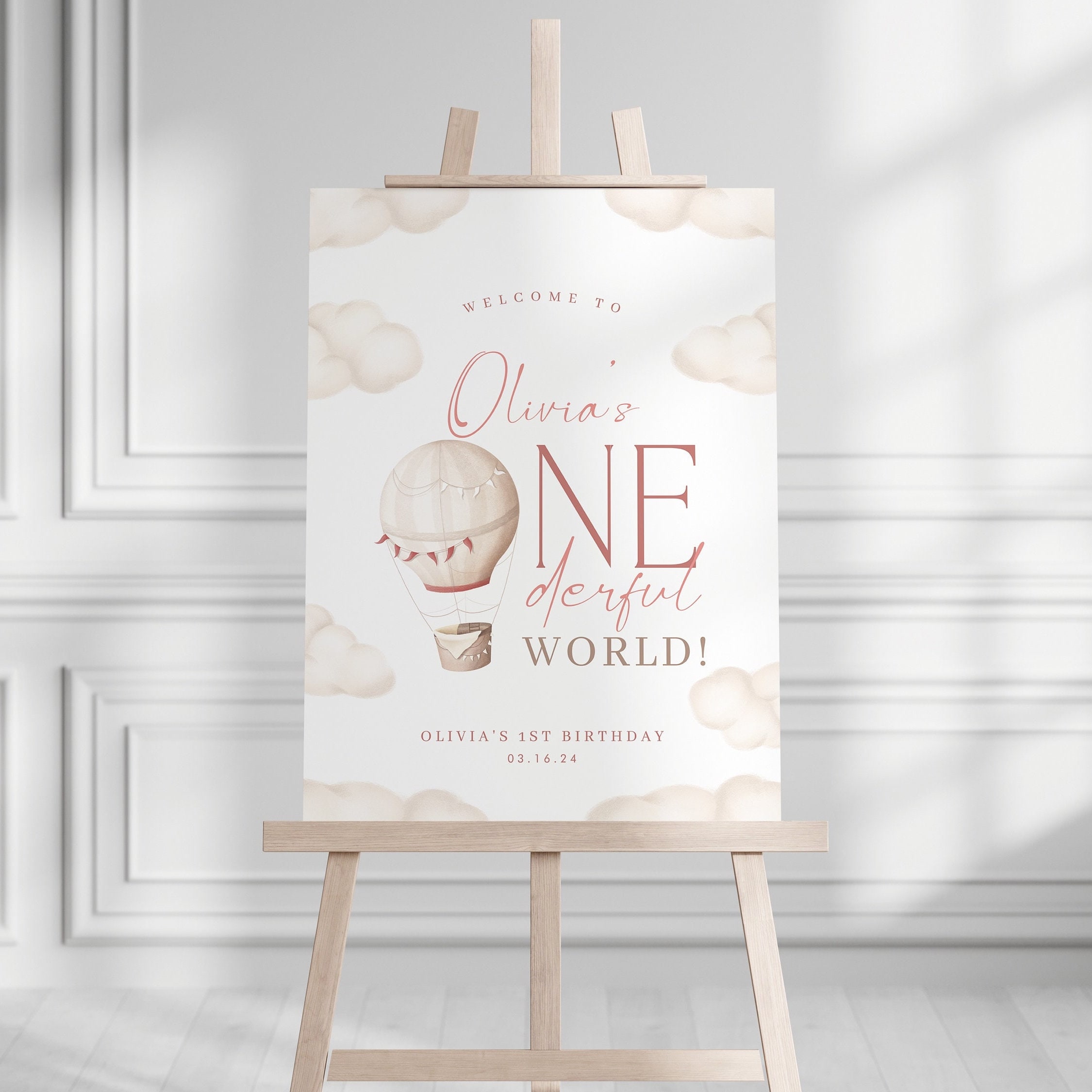 Onederful World Welcome Sign, 1st Birthday Pink Welcome Board, Baby ...