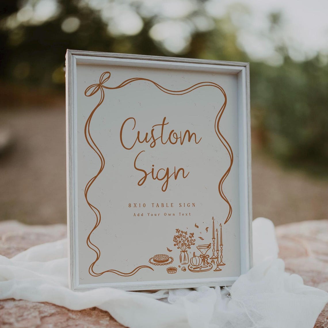 Thanksgiving Table Sign Whimsical Bow Custom Sign Friendsgiving Dinner ...
