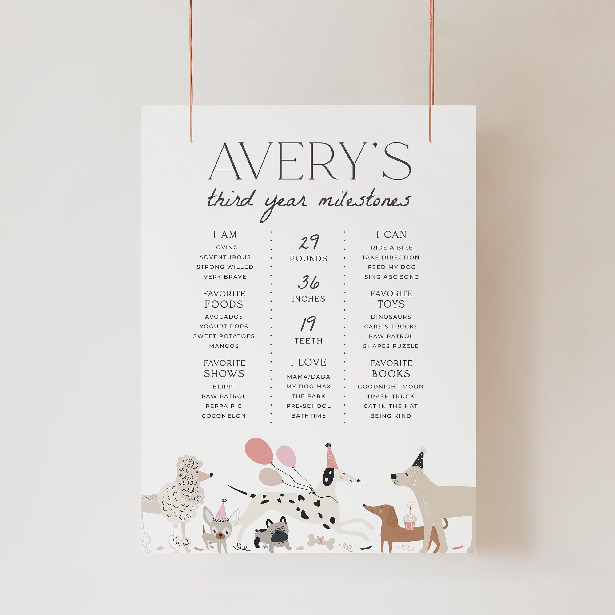 Dog Milestone Sign Puppy Party Sign Customizable Modern Dog Pawty Year ...