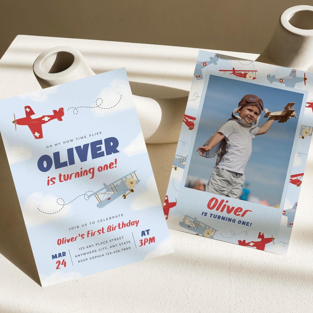 Airplane Birthday Invitation How Time Flies Airplane 1st Birthday ...