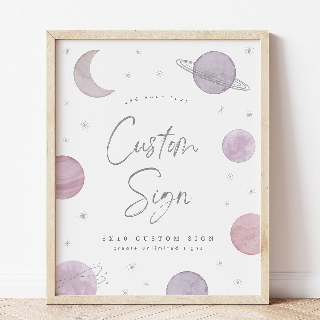 Space Birthday Custom Sign, Two the Moon Party Sign, First Trip Around ...